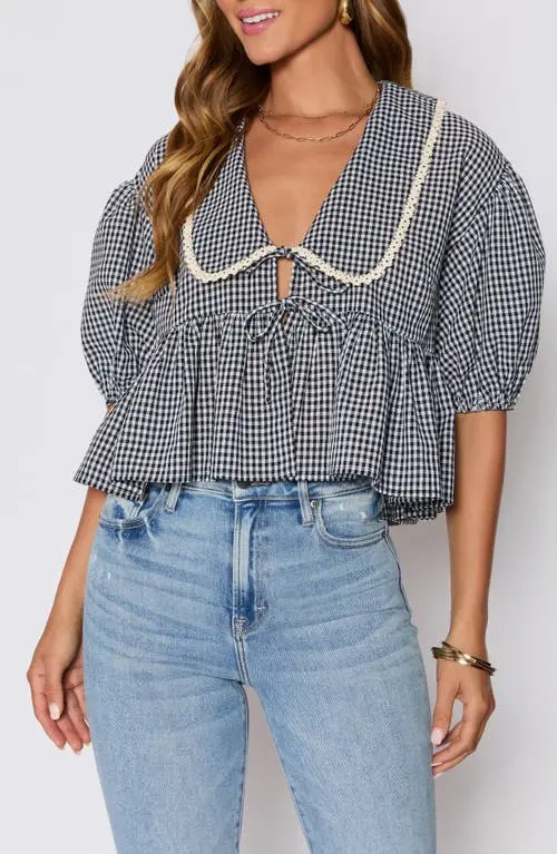 VICI Gingham Babydoll Crop Top