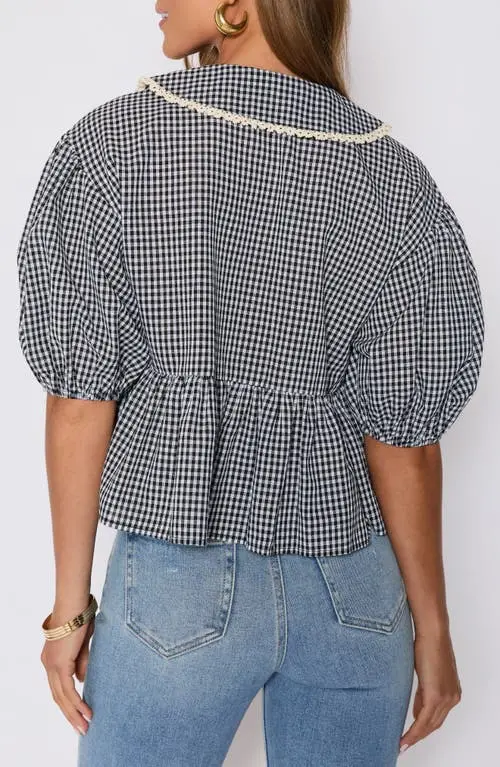 VICI Gingham Babydoll Crop Top