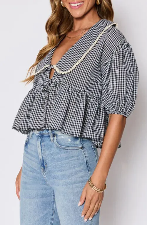 VICI Gingham Babydoll Crop Top