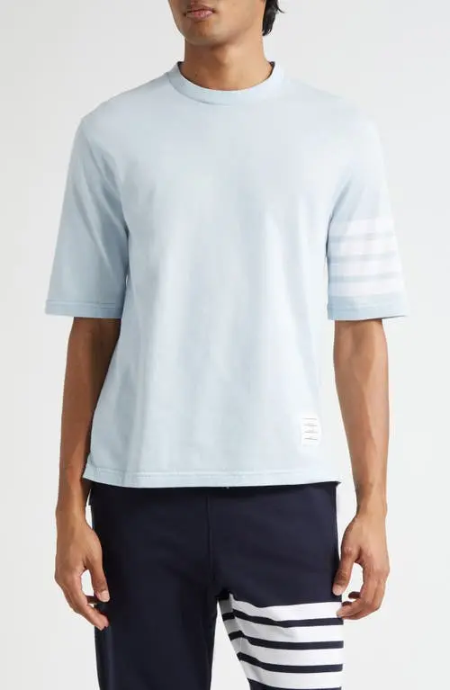 Thom Browne 4-bar Cotton Jersey T-shirt - Light Blue