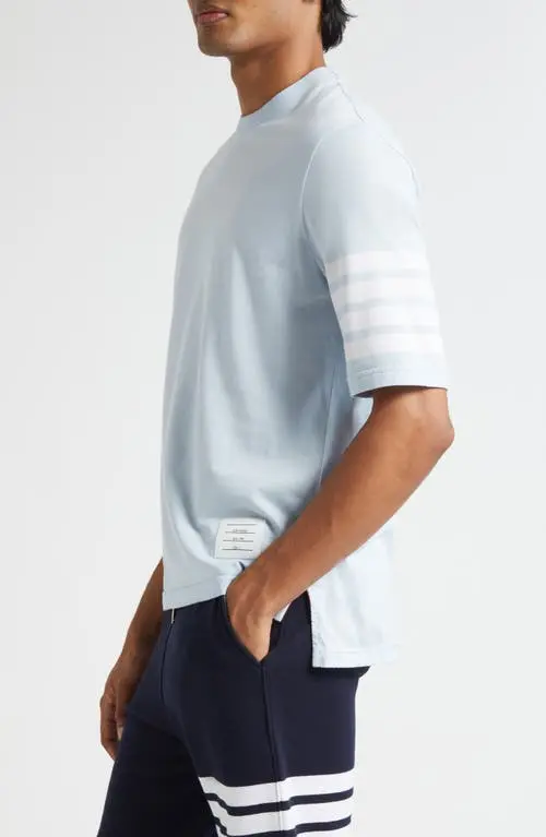 Thom Browne 4-bar Cotton Jersey T-shirt - Light Blue