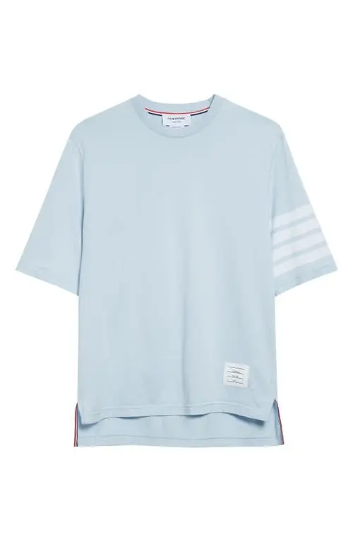 Thom Browne 4-bar Cotton Jersey T-shirt - Light Blue