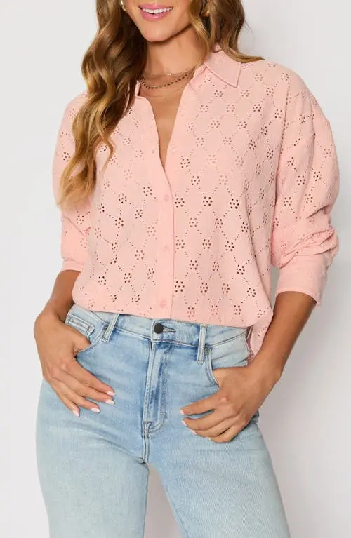 VICI Eyelet Crepe Button-up Shirt