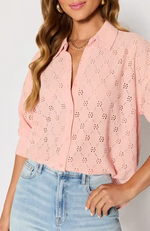 VICI Eyelet Crepe Button-up Shirt