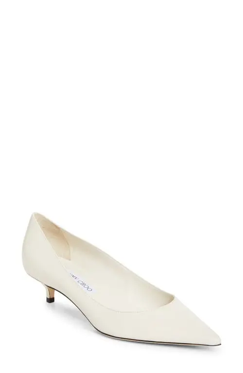 JIMMY CHOO Amelia Pointed-toe Kitten Heel Pumps - Latte