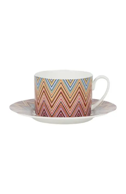 Missoni Zigzag Jarris Set Of 6 Tea Cups & Saucers - Red