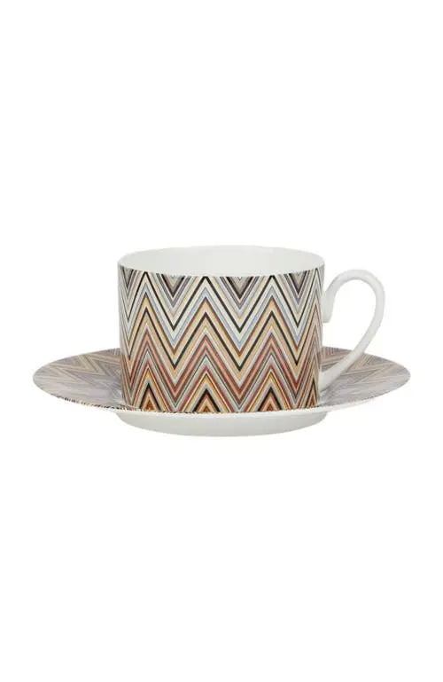 Missoni Zigzag Jarris Set Of 6 Tea Cups & Saucers - White