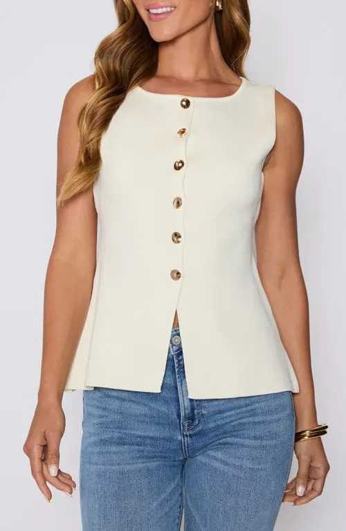 VICI Button-up Sweater Vest - Cream