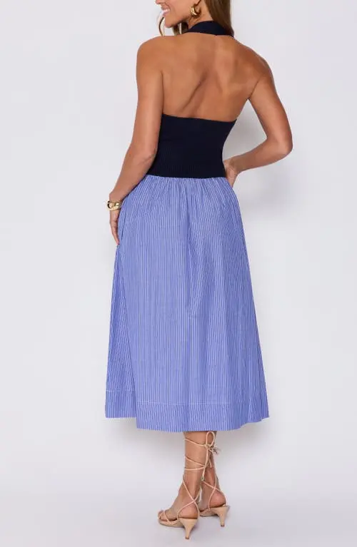 VICI Piper Mixed Media Halter Midi Dress