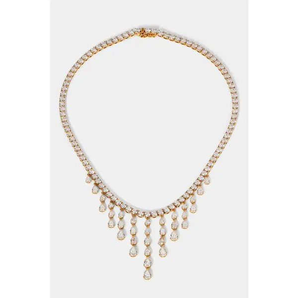 Nadri Willow Cz Drama Drops Collar Necklace - Gold