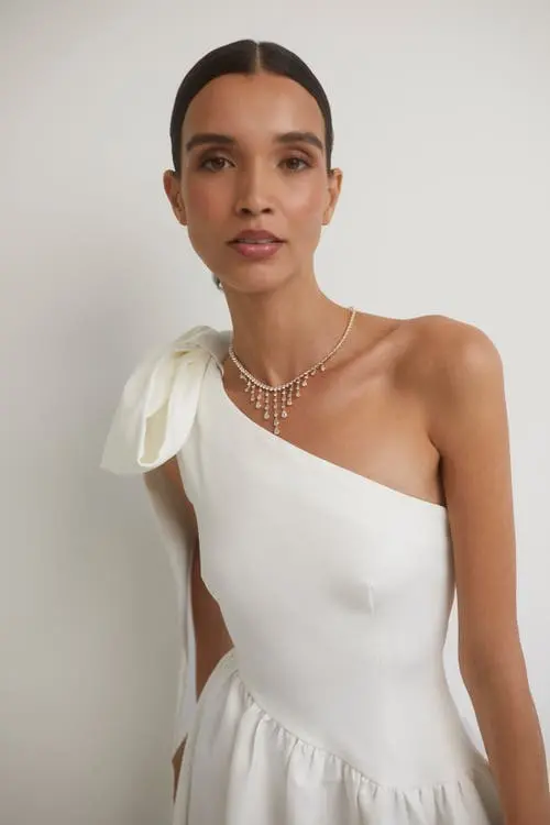Nadri Willow Cz Drama Drops Collar Necklace - Rhodium