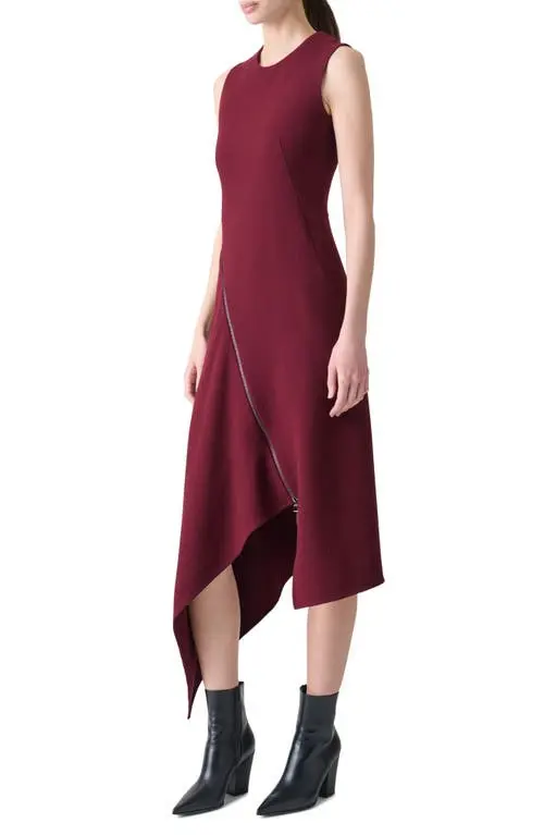 Akris Asymmetric Sleeveless Wool Dress - Ruby Red