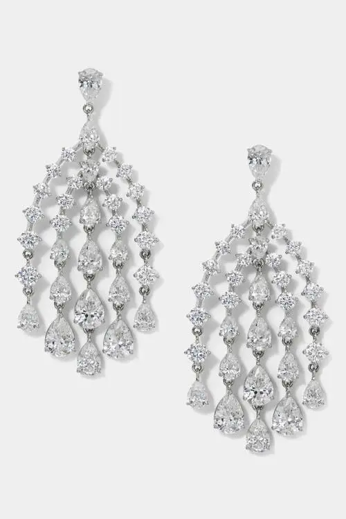 Nadri Willow Graduated Cubic Zirconia Chandelier Earrings - Rhodium