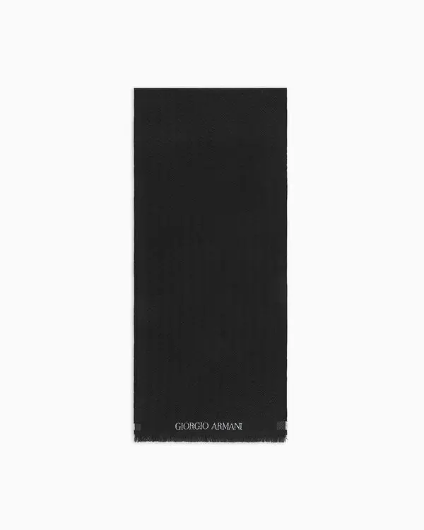 Giorgio Armani Jacquard Virgin-wool Scarf - Black