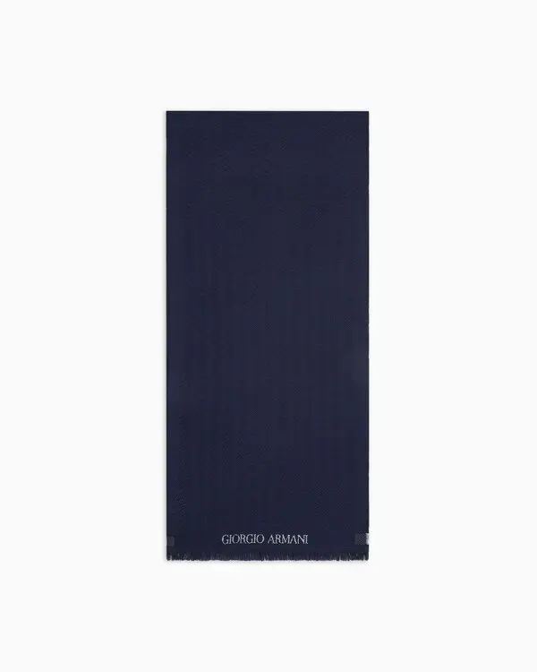 Giorgio Armani Jacquard Virgin-wool Scarf - Blue