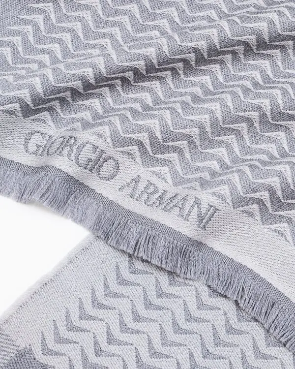 Giorgio Armani Jacquard Virgin-wool Scarf - Grey