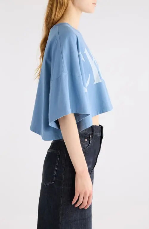 Chloé Oversized Cropped T-shirt With Logo - Airy Blue