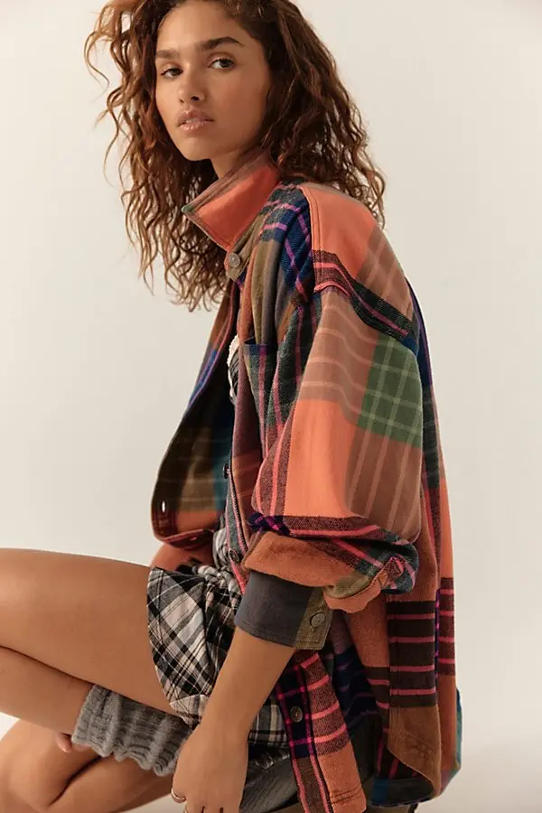 Free People Ashley Plaid Shirt - Ginger Combo