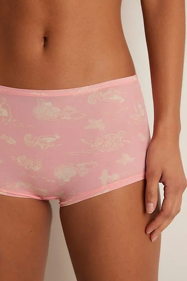 Free People Charlie Microfiber Boyshort Undies - Flamingo Pink Combo