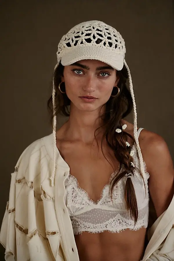 Free People Silvie Crochet Baseball Cap In Ivory - 58% Off  display picture 3