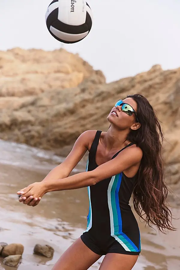 RESIN OBSIDIAN Colorblock Short Surf One-piece - Onyx