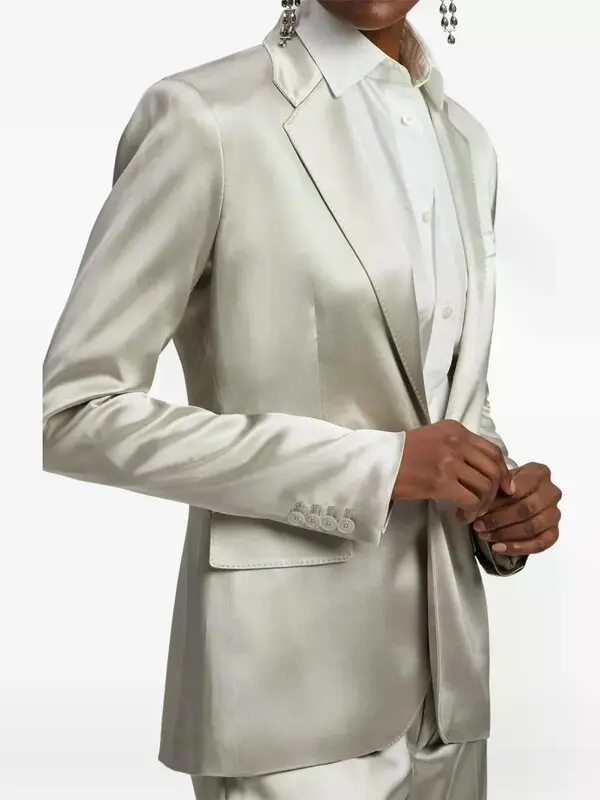 Ralph Lauren Parker Satin-finish Tailored Blazer - Silver