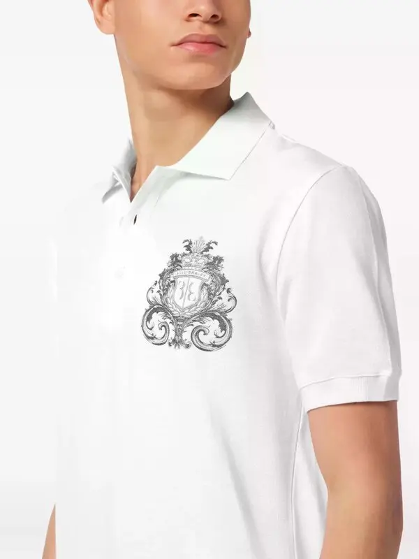 BILLIONAIRE Emblem-embroidered Polo Shirt - White