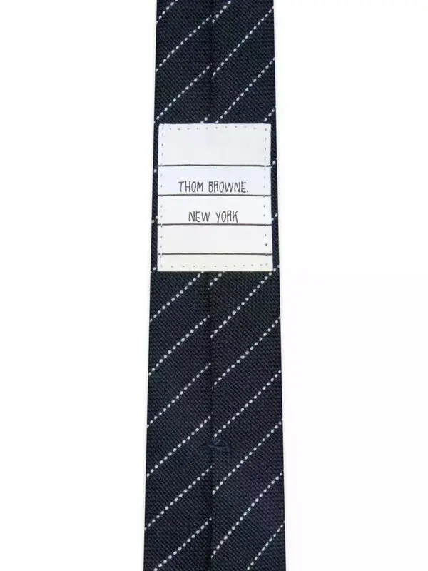 Thom Browne Pinstripe High-twist Wool Short Tie - Blue