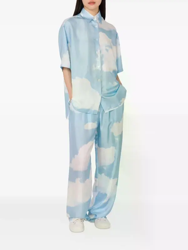 Moschino Cloud-print Wide-leg Trousers