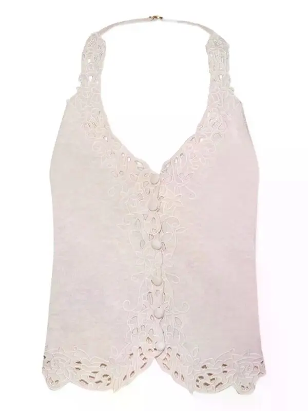 Cult Gaia Embroidered Button-front Top