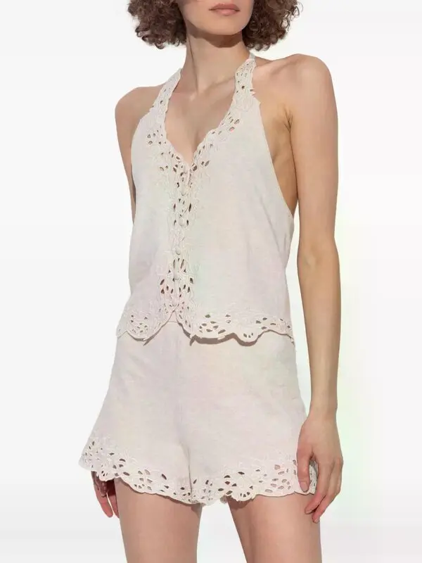 Cult Gaia Embroidered Button-front Top