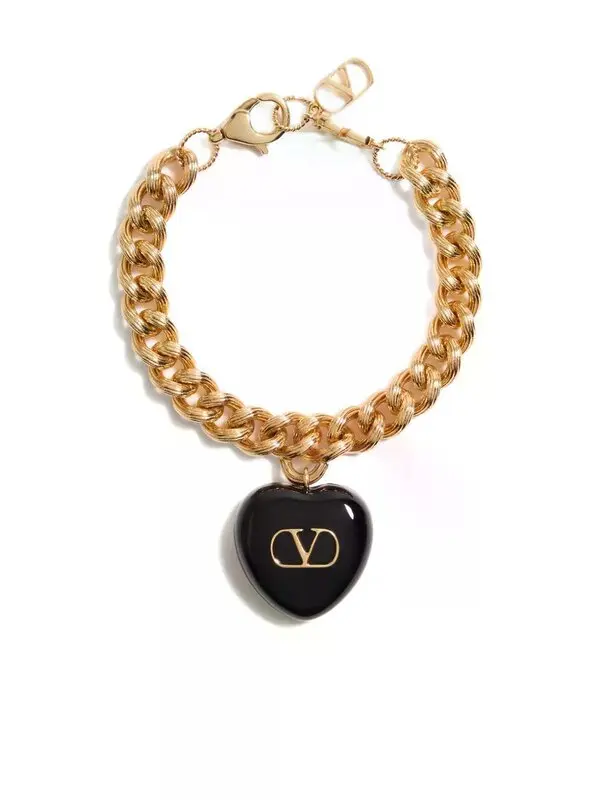 Valentino Garavani Chain Bracelet With Heart Charm - Gold