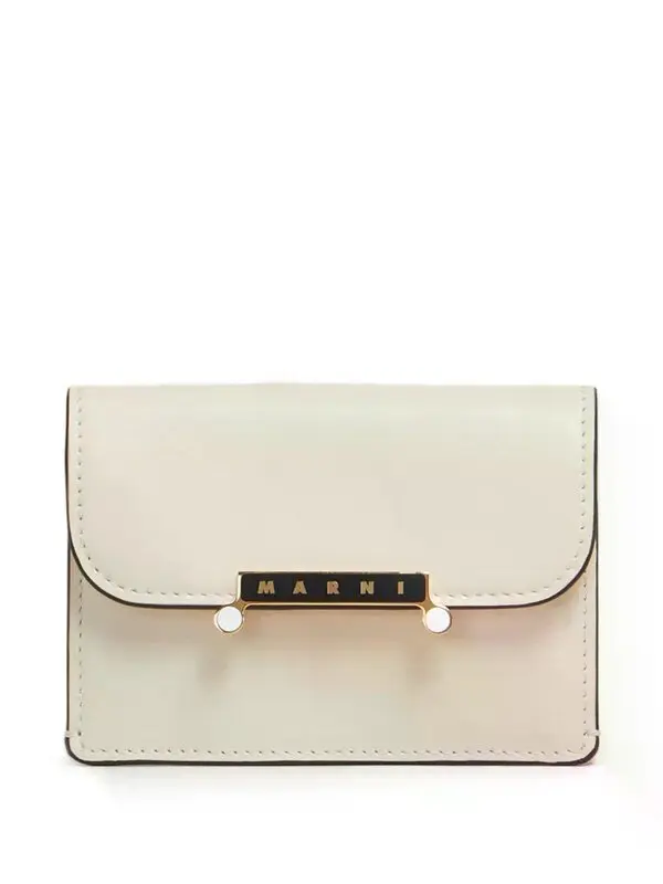 Marni Leather Envelope Flap Wallet - Neutrals