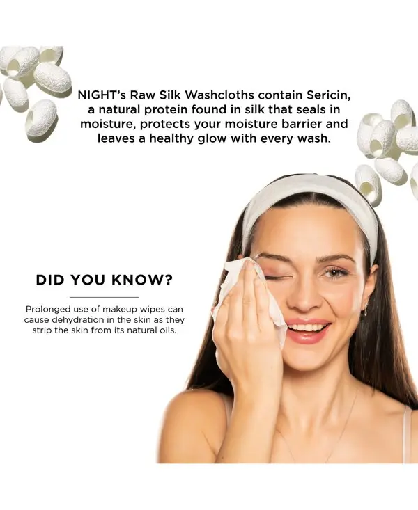 NIGHT Raw Silk Skincare Washcloths