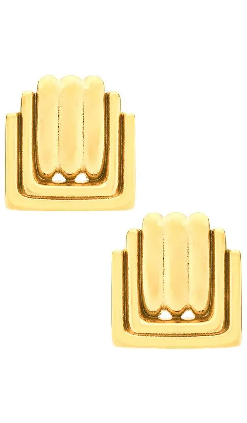 EPIFENE Square Renaissance Stud Earrings - Gold