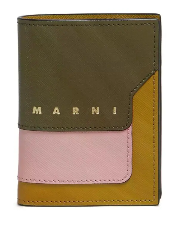 Marni Saffiano Leather Bi-fold Wallet - Green