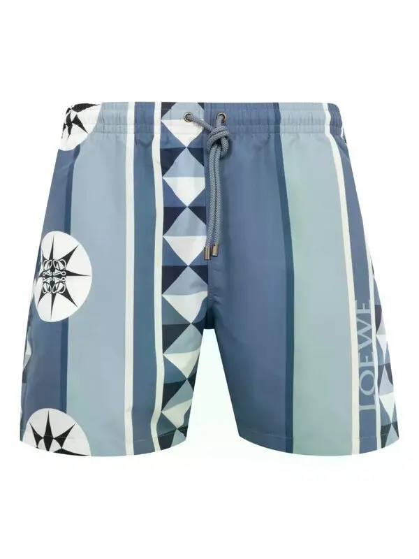 Loewe Geometric-print Swim Shorts - Blue