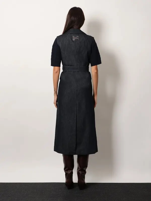 max denim dress Max Jeans Sun Dress Womens Size S Blue Chambray Denim Off Shoulder Mini  Pockets