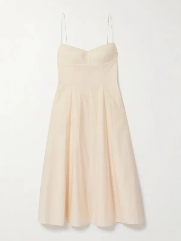 Khaite Isabella Cotton-canvas Midi Dress - Neutrals