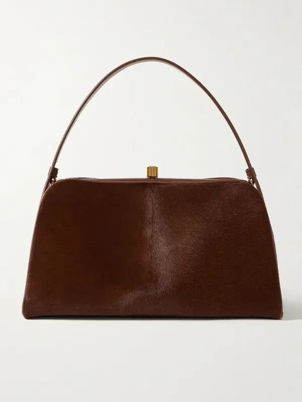 Khaite Cate Leather-trimmed Calf Hair Tote - Red