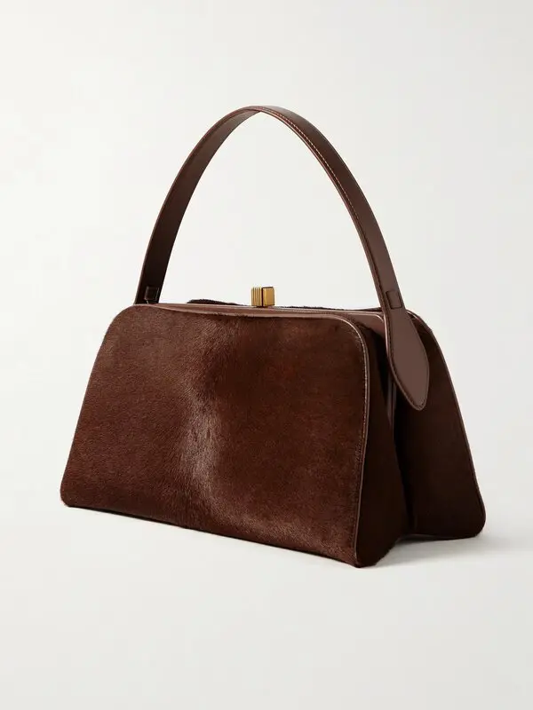 Khaite Cate Leather-trimmed Calf Hair Tote - Red