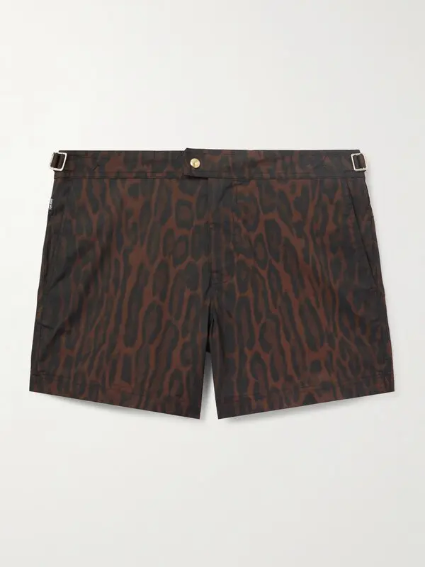 TOM FORD Ocelot-print Swim Shorts - Brown
