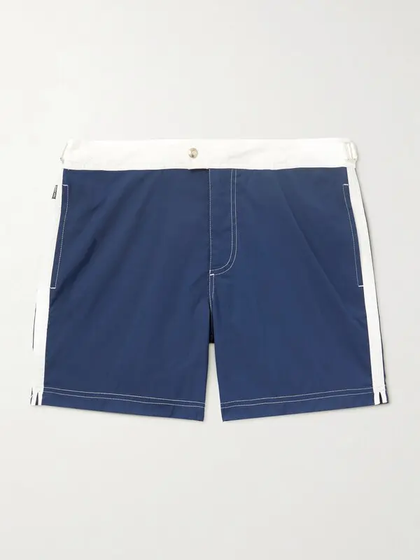 TOM FORD Striped Mid-length Swim Shorts - Blue