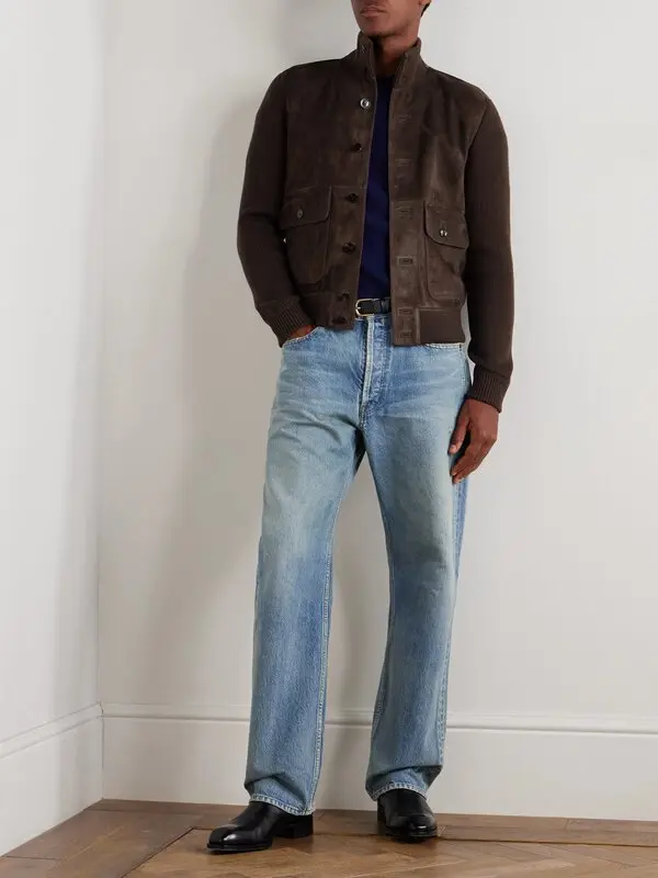 TOM FORD Ribbed Merino Wool And Suede Jacket