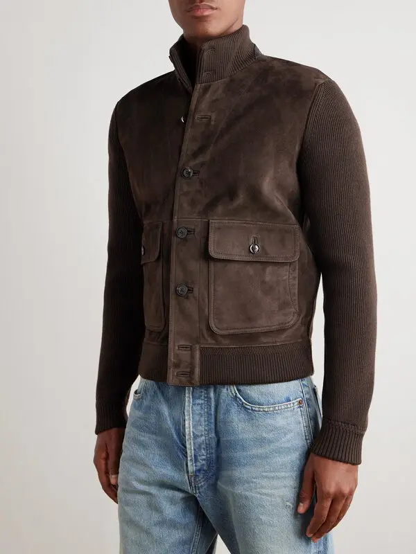 TOM FORD Ribbed Merino Wool And Suede Jacket