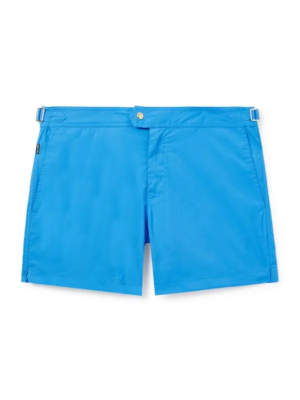 TOM FORD Straight-leg Mid-length Swim Shorts - Blue