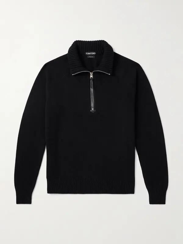 TOM FORD Wool And Cashmere-blend Half-zip Rollneck Sweater - Black