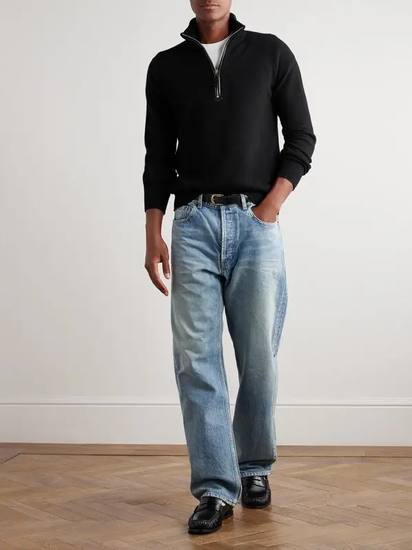 TOM FORD Wool And Cashmere-blend Half-zip Rollneck Sweater - Black