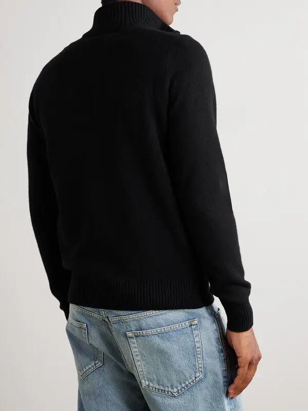 TOM FORD Wool And Cashmere-blend Half-zip Rollneck Sweater - Black