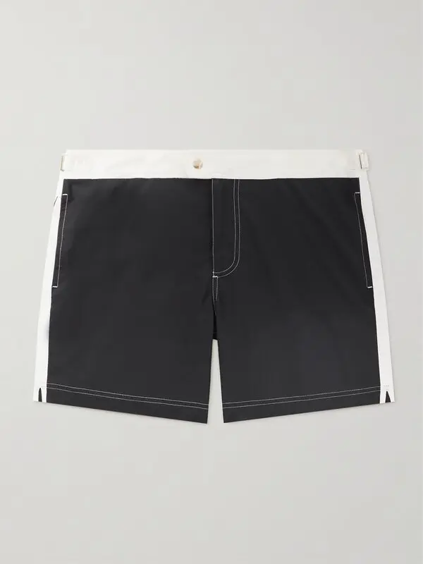 TOM FORD Straight-leg Mid-length Striped Board Shorts - Black